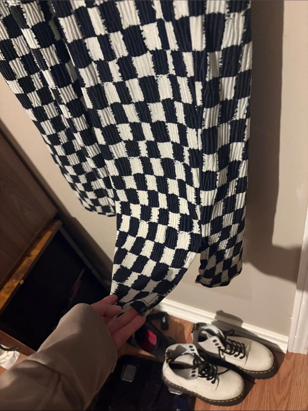 SHEIN | Pants & Jumpsuits | Shein Black And White Checkered Wide Leg ...